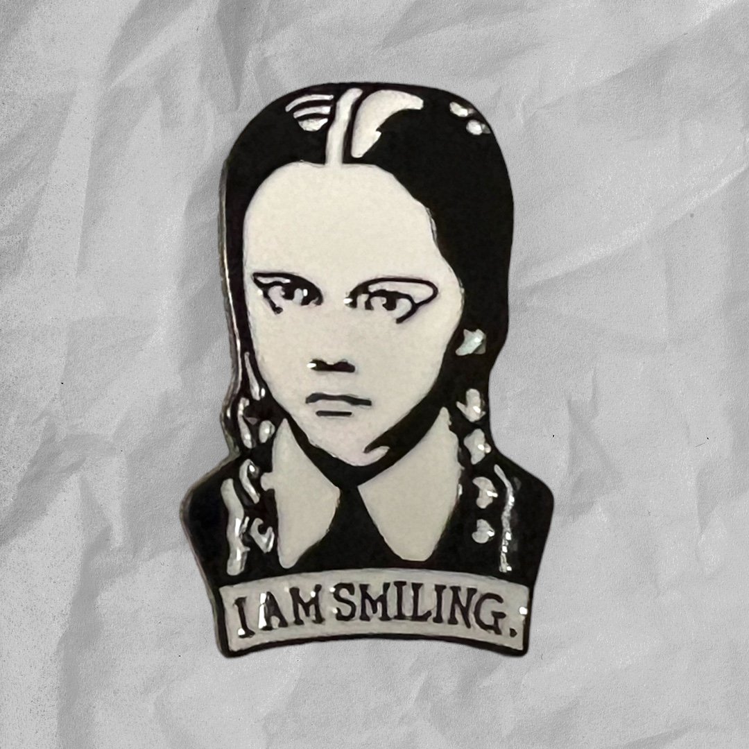 Addams Family I AM SMILING Wednesday Enamel Pin Addams Family I AM SMILING Wednesday Enamel Pin