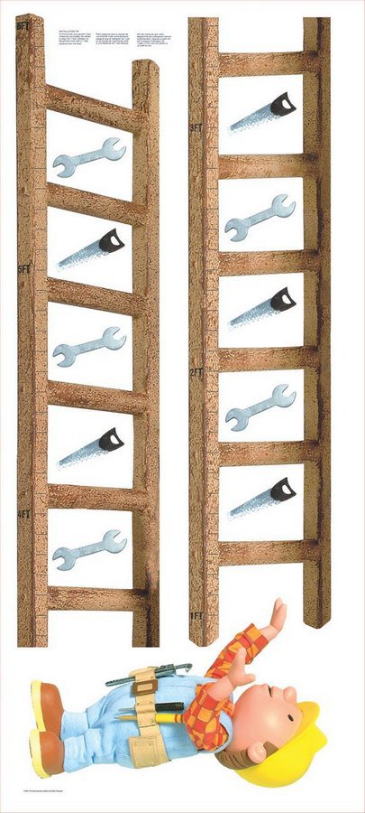 Bob The Builder Growth Chart Wall Decals - Removable Art Stickers Room ...