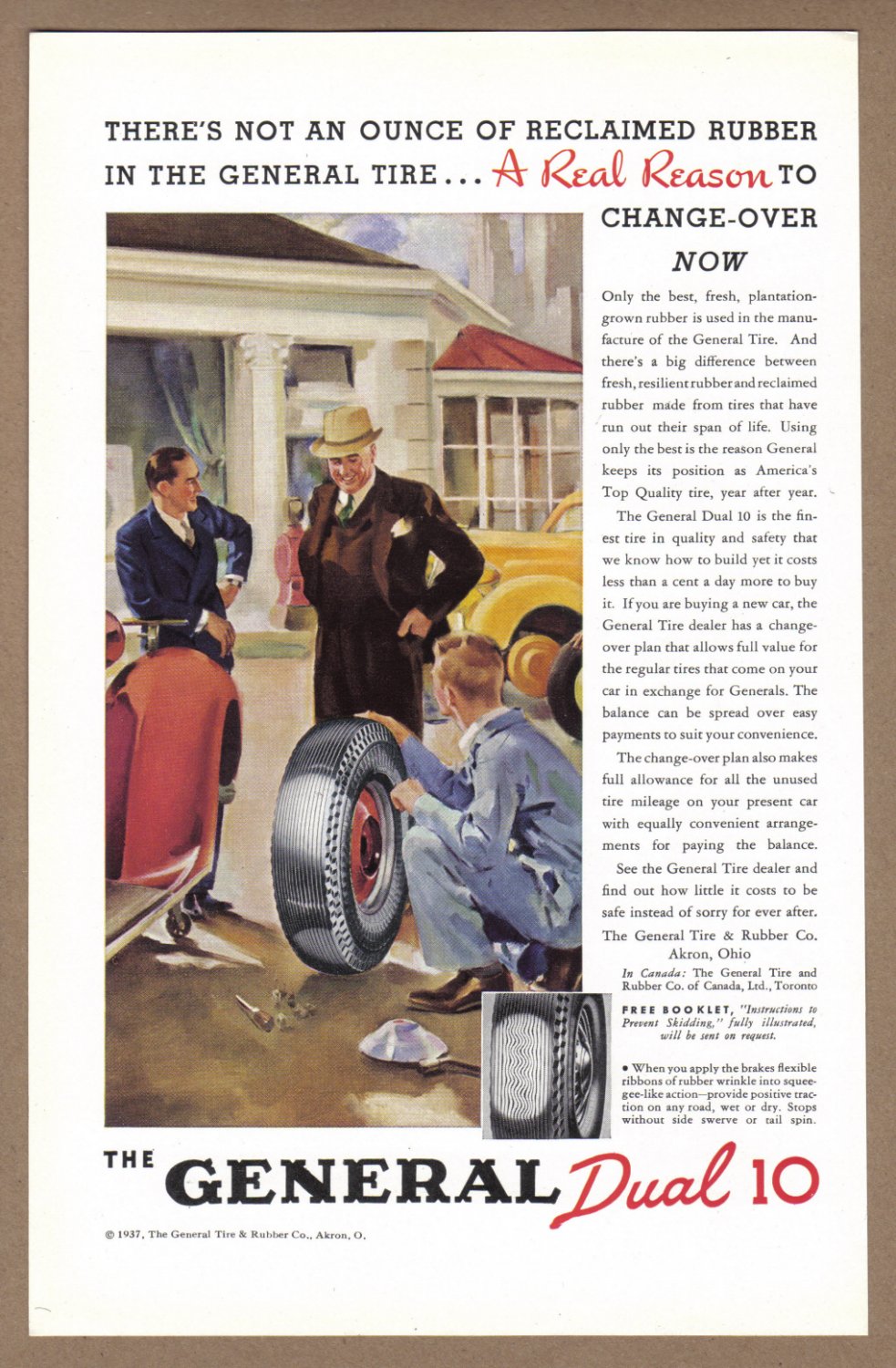 1937 GENERAL TIRES Magazine Print Ad