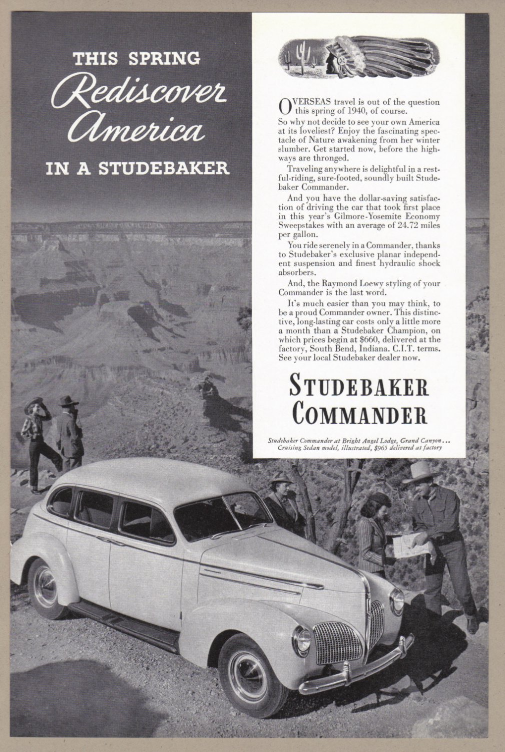1940 STUDEBAKER Vintage Auto Print Ad