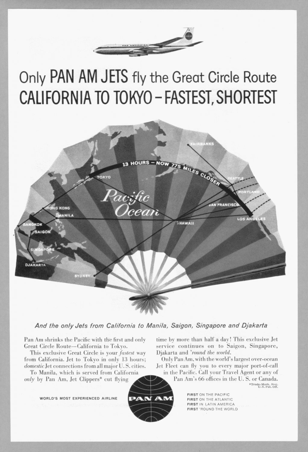 1960 PAN AM AIRLINES Vintage Print Ad