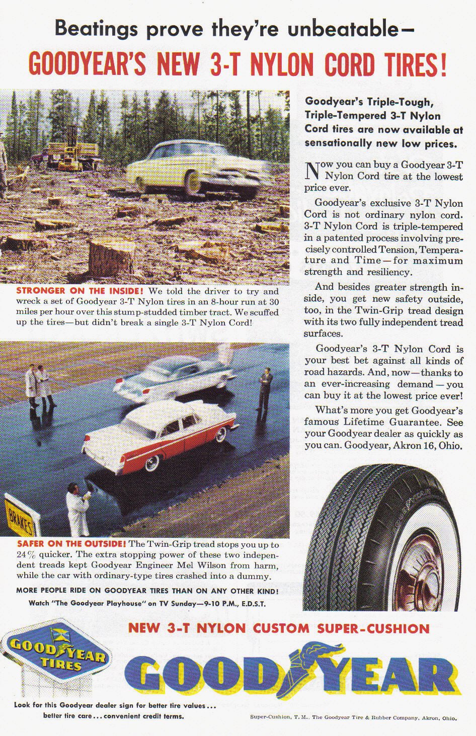 1956 GOODYEAR TIRES Vintage Print Ad