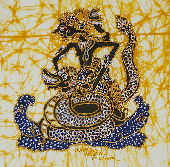 Original Batik Art Painting on Cotton, 'Warrior Ontosena' by Wahid ...