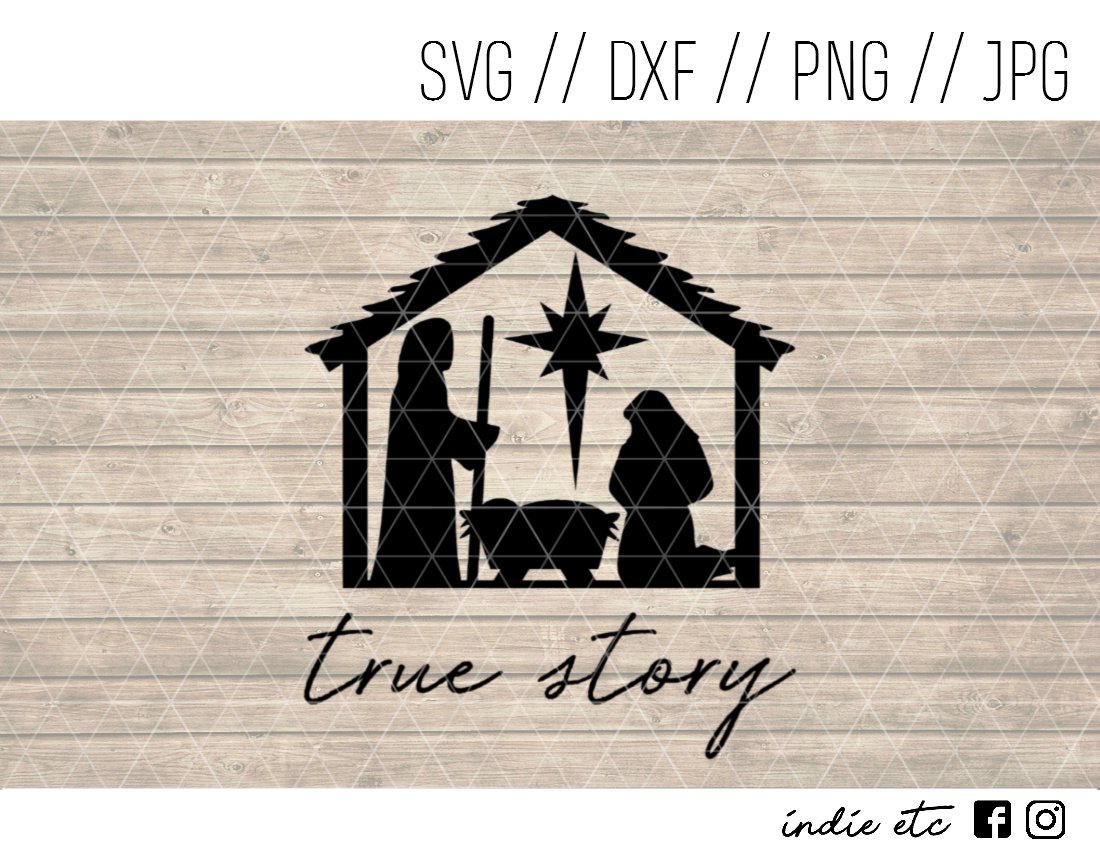 True Story Manger Scene Digital Art File Hand Drawn (svg, dxf, png, jpg ...