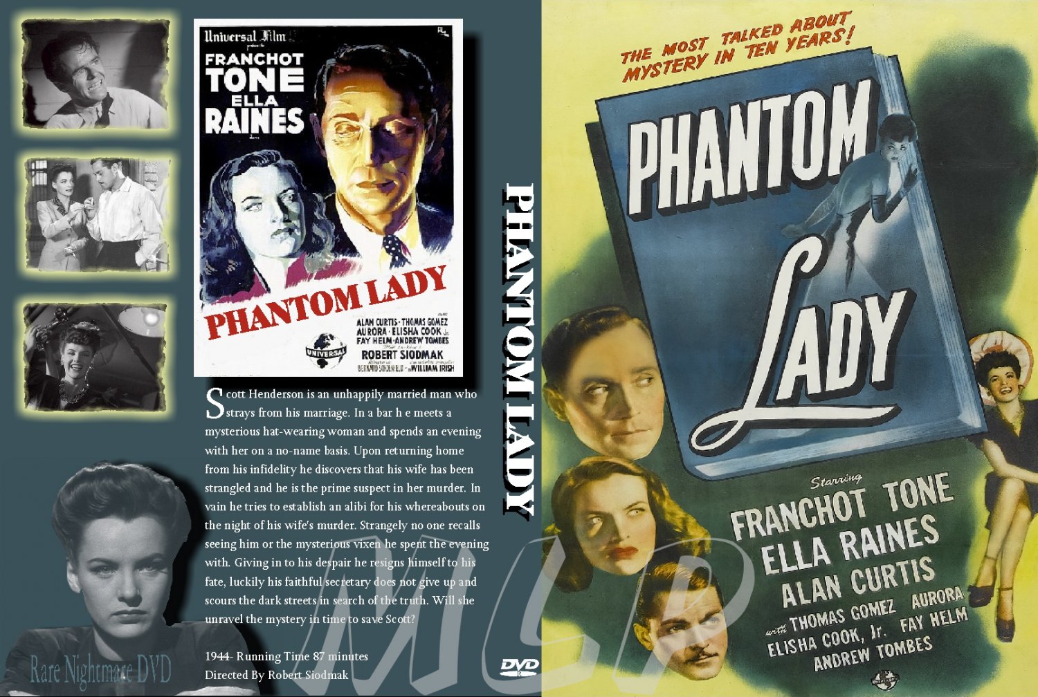 Phantom Lady DVD (1944) Franchot Tone, Alan Curtis, Rare