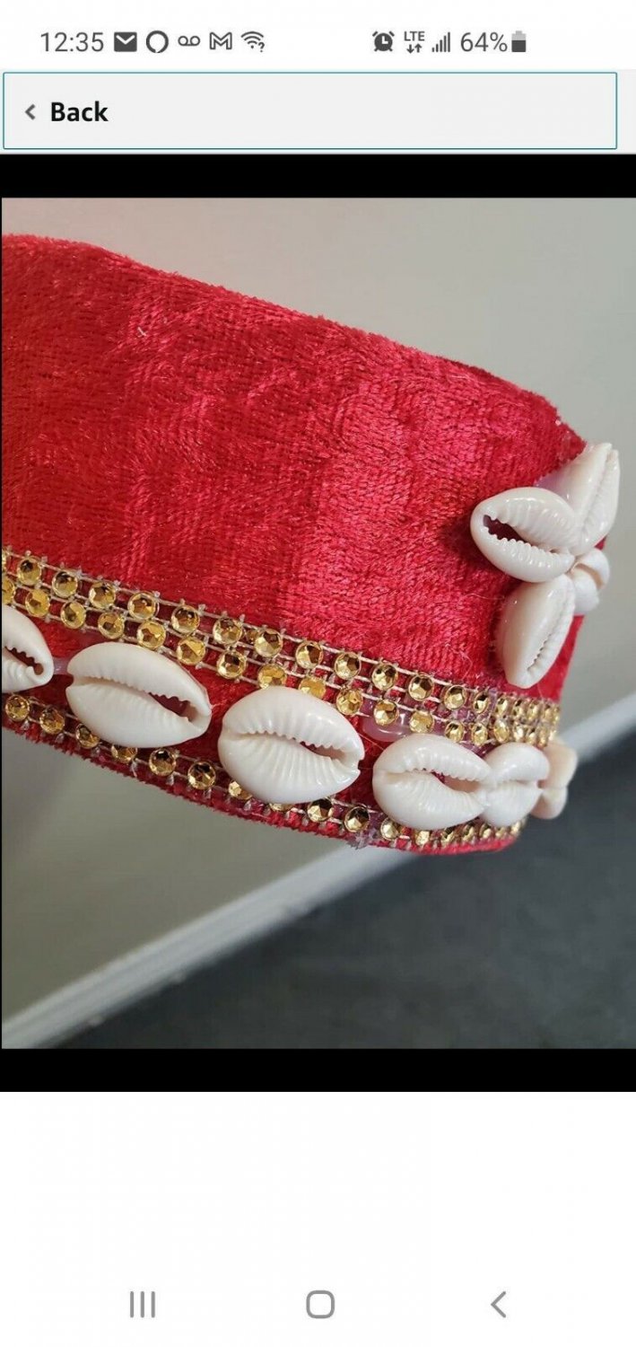 Traditional Igbo Red kufi Velvet Hat With Cowries. Larry Gaga style ...