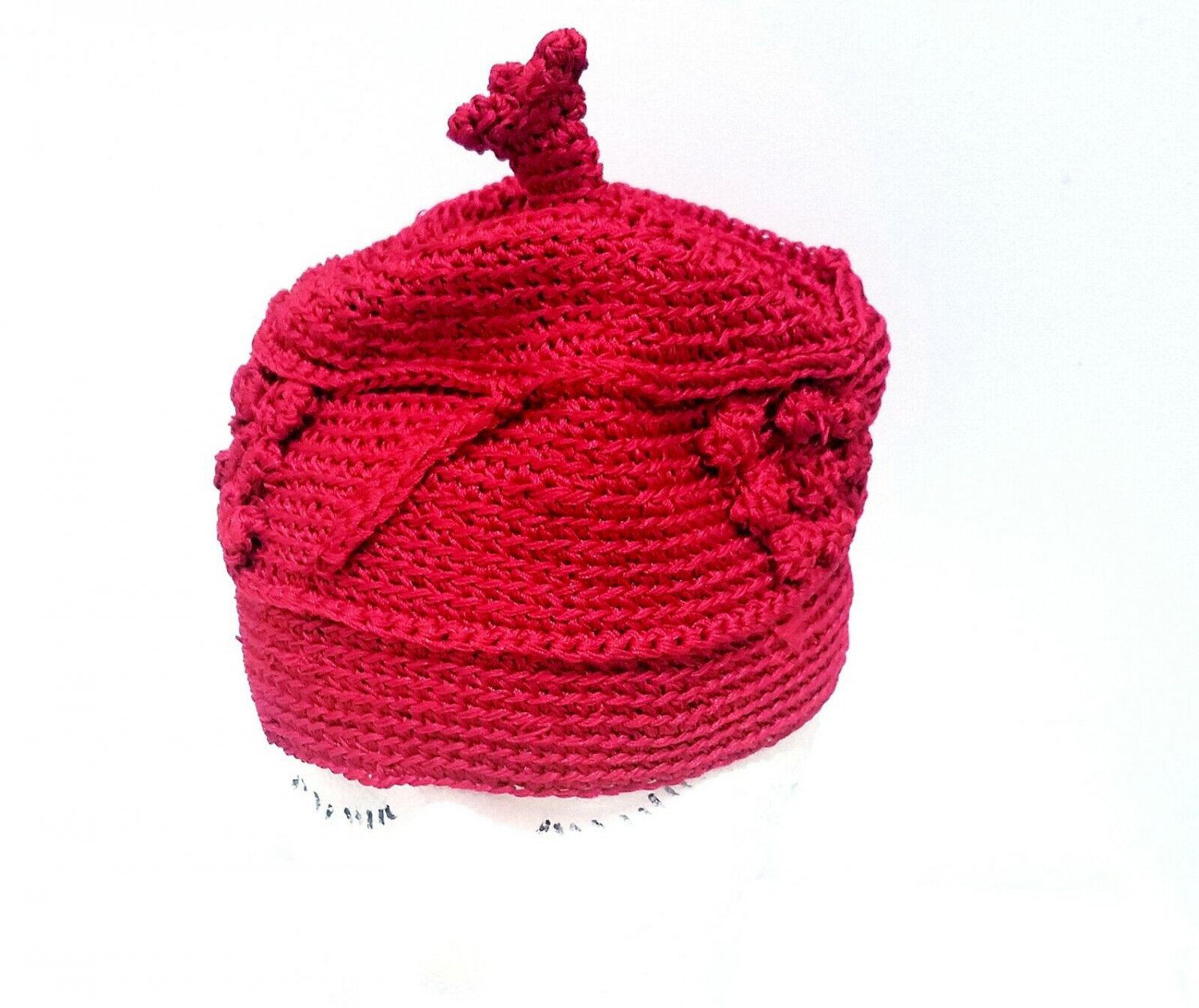 Traditional Royal Kings Hat Cap. Oba Of Benin Igbo Eze Crochet Red Cap Hat.