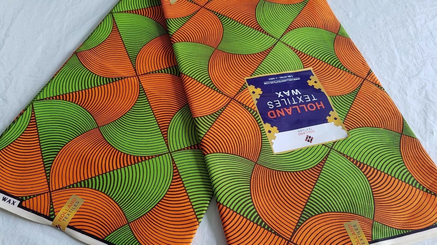 Orange & Lemon Green African Fabric Ankara Polyester Prints 3. By The Yard