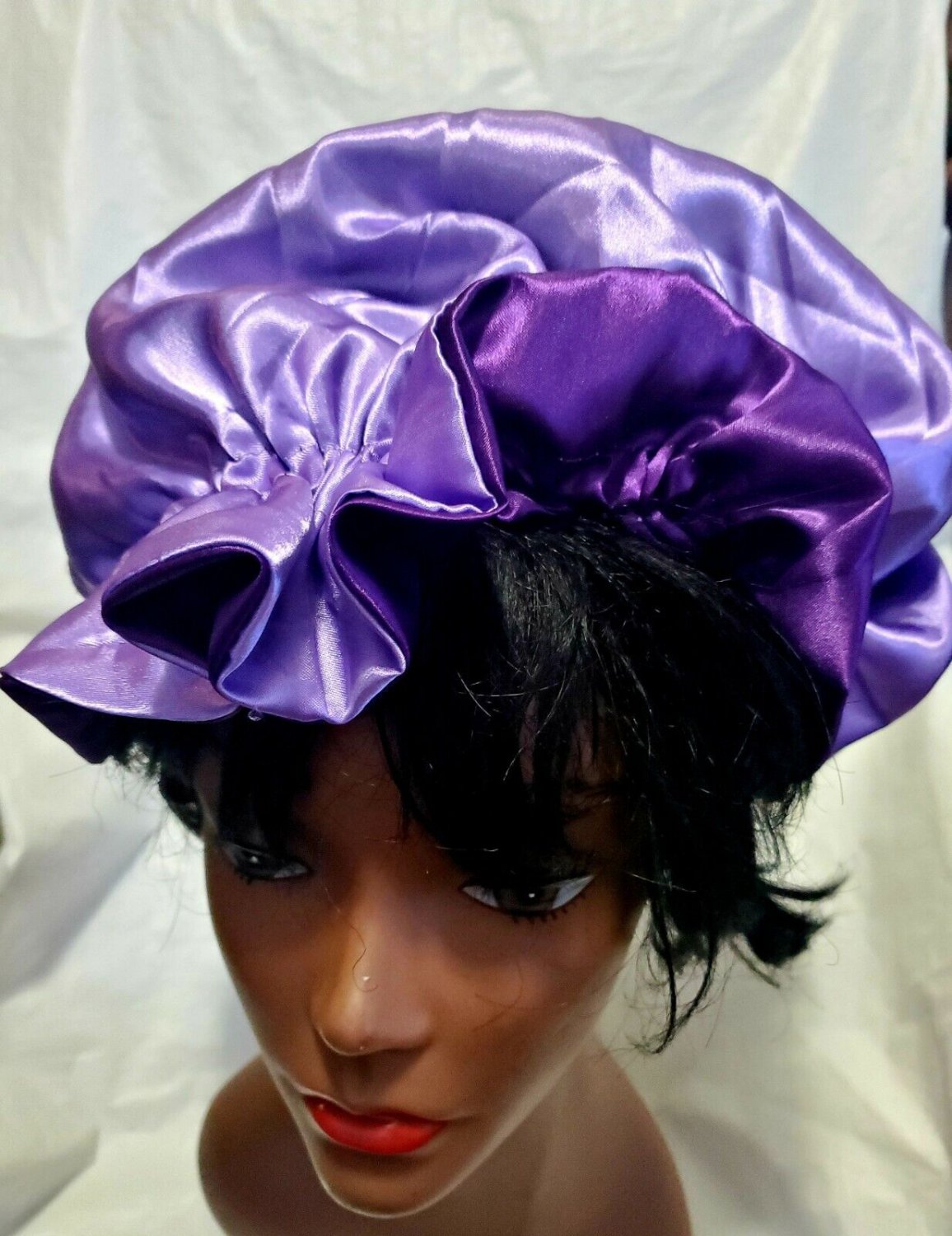 XL Purple & Lilac Reversible Solid Color Satin Bonnet Hat