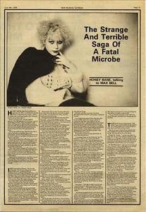 HONEY BANE Interview FATAL MICROBES press article/cutting/clipping 1979
