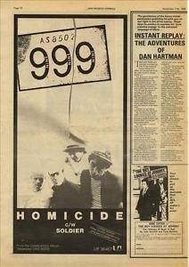 999 NINE NINE NINE Homicide Poster Size press advert cutting/clipping 1978