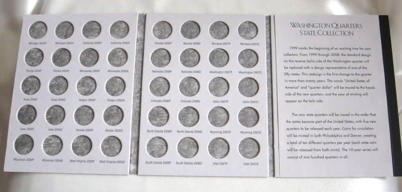 2 Washington Quarters State Collection Folders 1999 to 2008 Coin ...