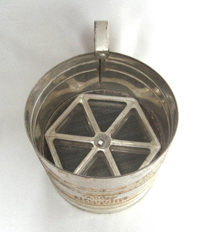Foley Sift Chine Triple Screen Flour Sifter Vintage Aluminum Steel Large