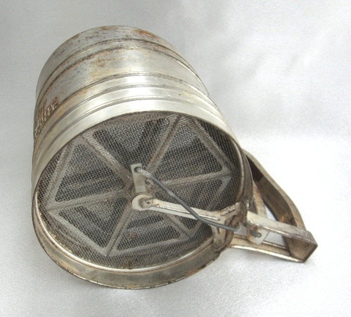 Foley Sift Chine Triple Screen Flour Sifter Vintage Aluminum Steel Large