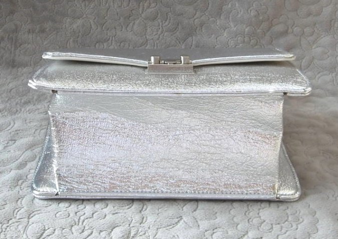Flashy Fancy Silver Metallic Handbag Purse Vintage 1980s