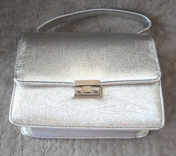 Flashy Fancy Silver Metallic Handbag Purse Vintage 1980s
