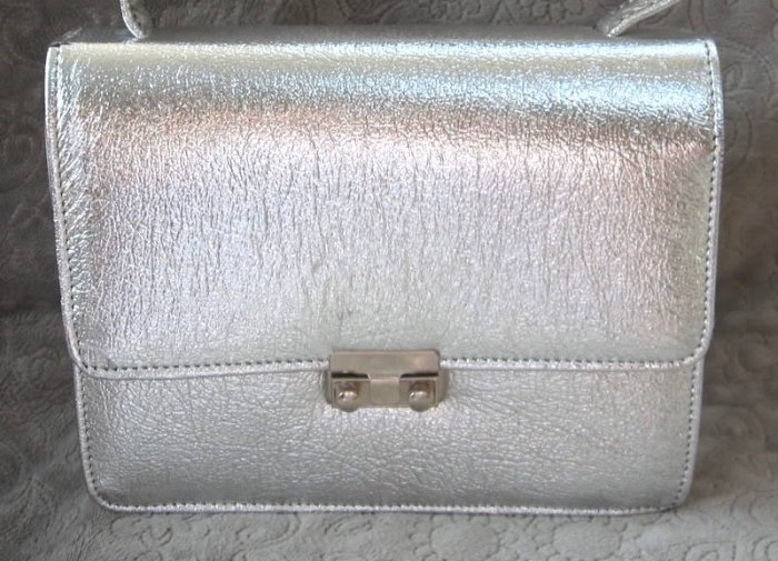 Flashy Fancy Silver Metallic Handbag Purse Vintage 1980s