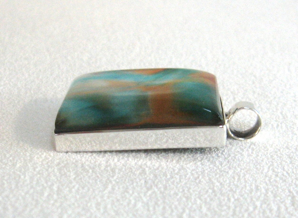 Large Dichroic Glass Stone Pendant Sterling Silver 925 Funky Colors ...