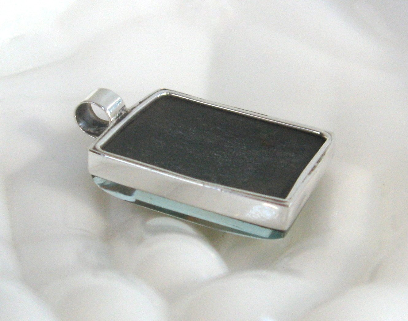 Large Dichroic Glass Stone Pendant Sterling Silver 925 Funky Colors ...