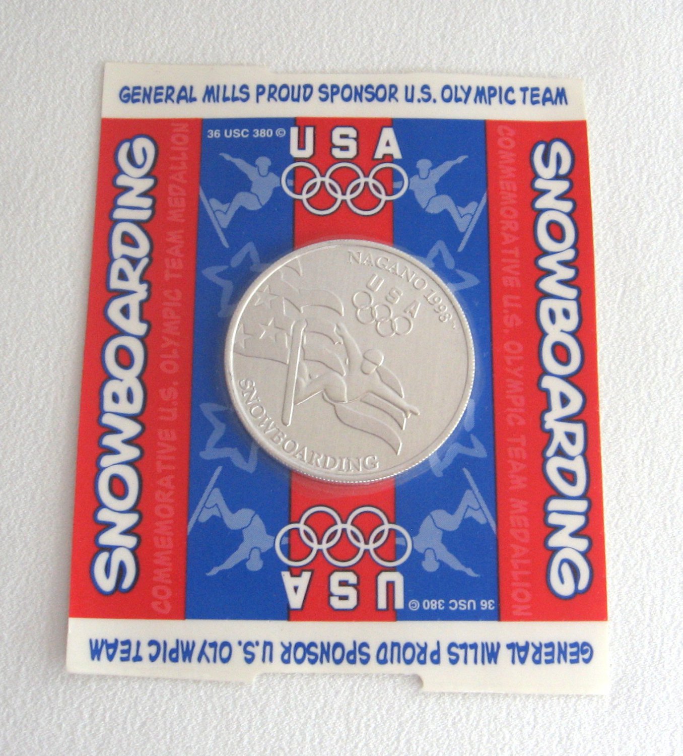 1998 USA Olympic Team NAGANO Japan Snowboarding Novelty Coin Sponsor ...