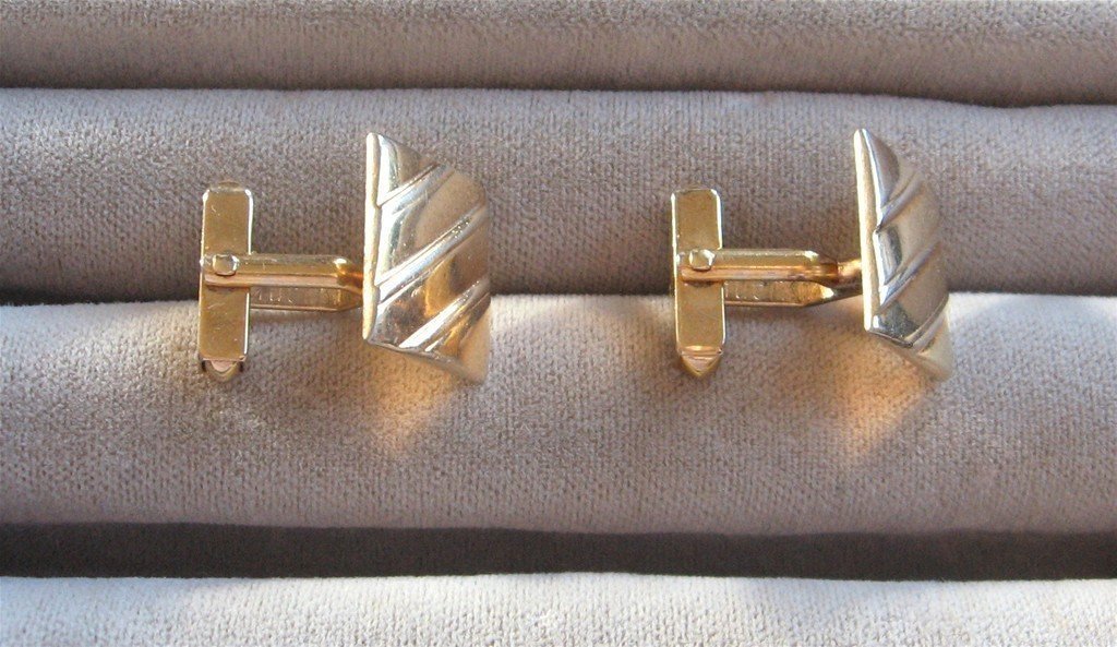 Gold Cufflinks By Designer Swank Retro Vintage 1950s