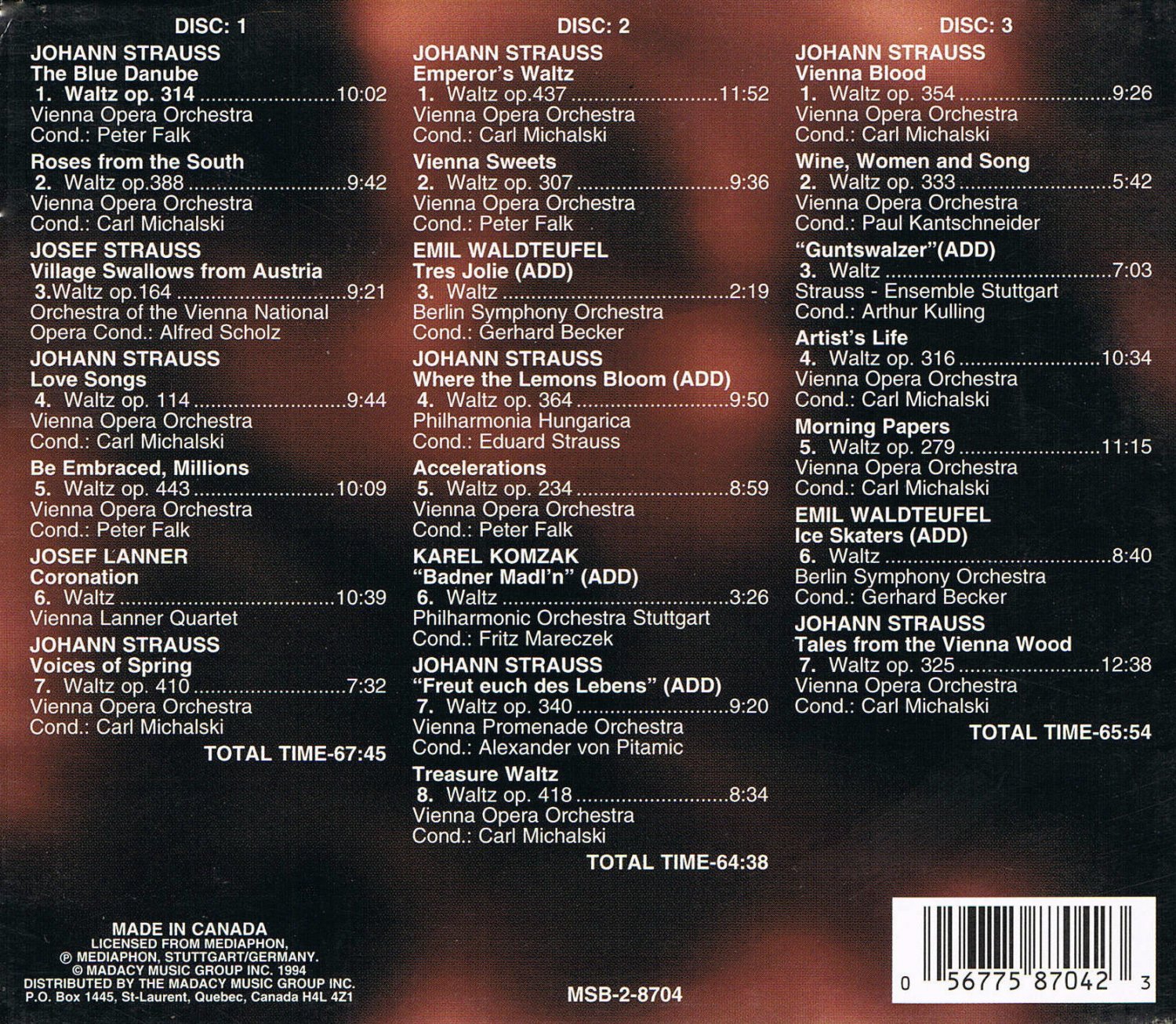 The Great Vienna Waltzes 3 Disc Boxed Set Music CDs