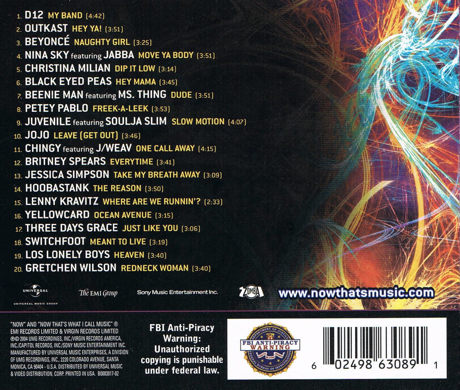 Now Thats What I call Music 16 CD 20 Hits Various Artists