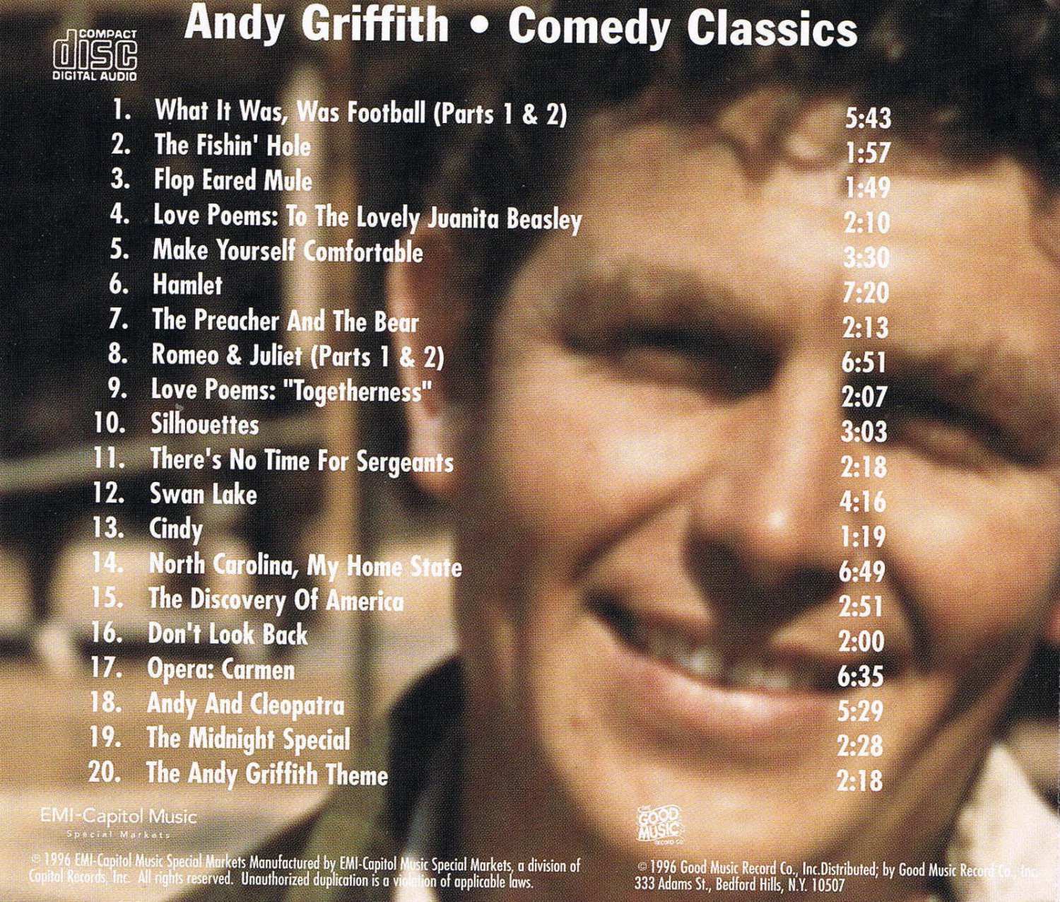 Andy Griffith Comedy Classics Audio CD 20 Tracks