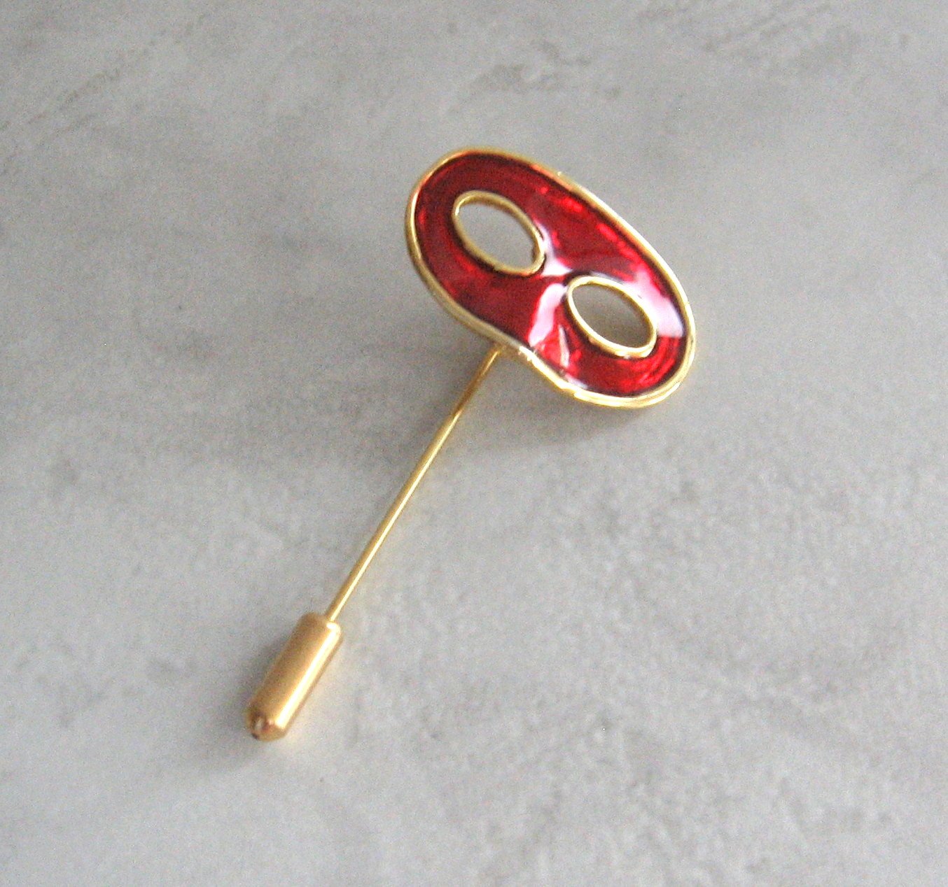 Unique Red Mask Masquerade Stick Pin Vintage Jewelry 1980s