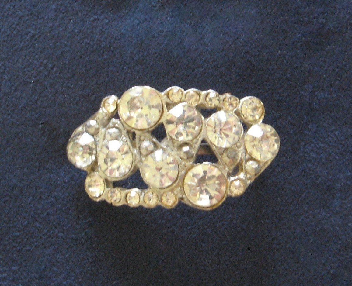 Old Time Sparkly Rhinestone Brooch Pin By Designer AJC Retro Vintage ...