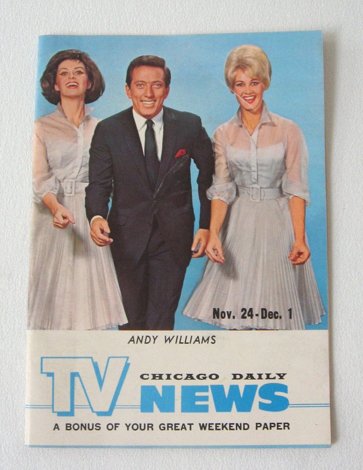 Chicago Daily News TV Guide Magazine Andy Williams Cover Vintage 1962