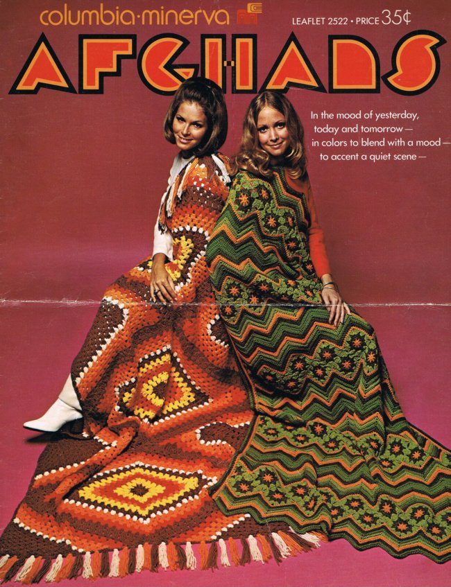 Columbia Minerva Afghans Leaflet No. 2522 Knit Crochet Book Vintage 1970
