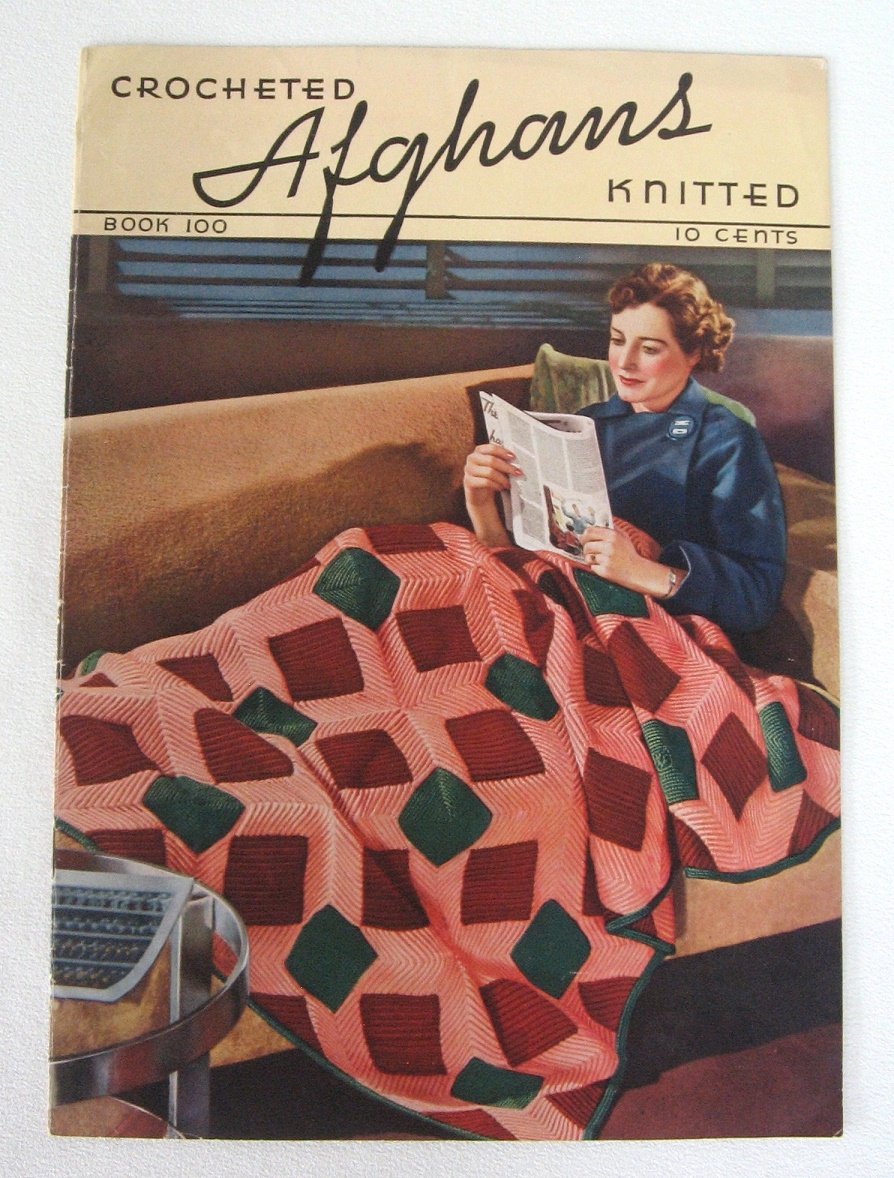 Crocheted Afghans Knitted Book 100 The Spool Cotton Company Vintage 1937