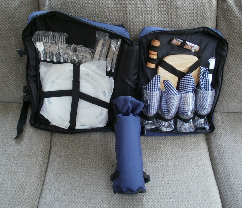 32 Piece Set Blue Picnic Camping Knapsack Bag Backpack By Picnic Essentials