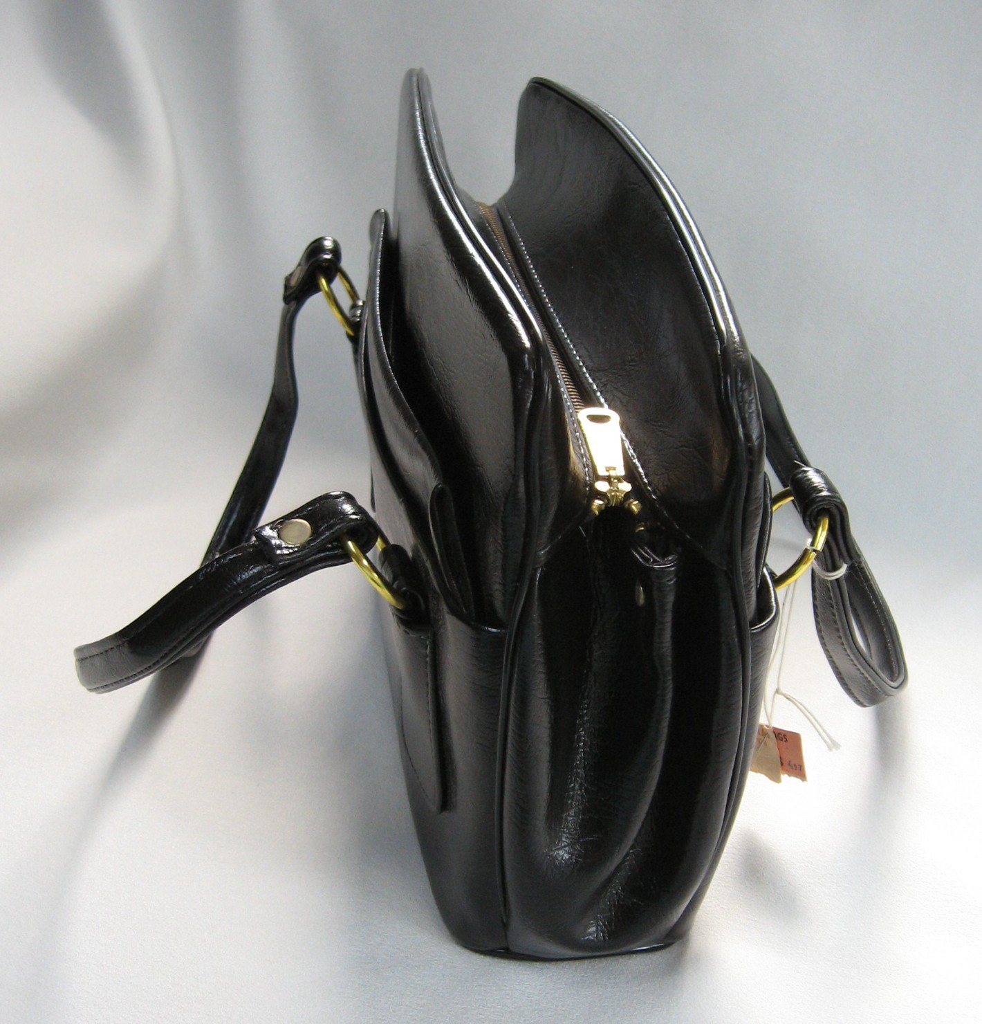 Black Leatherette Purse Handbag Japan Loaded with Compartments Vintage ...