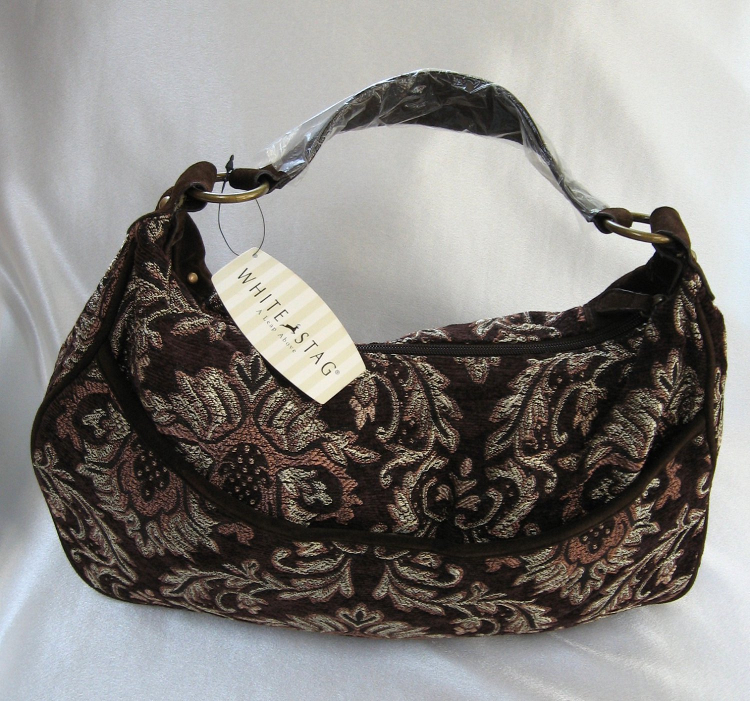Fancy Flashy Chocolate Brown Hobo Handbag Purse By White Stag New