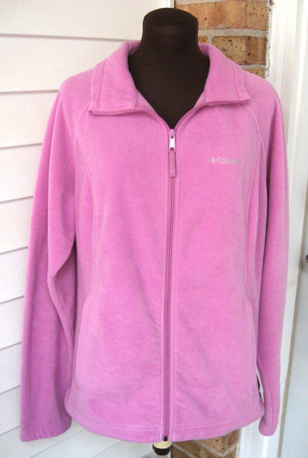 Women Pink Fleece Zip Up Jacket By Columbia Sportswear Company Size XL
