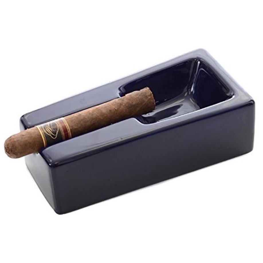 Mantello Deep Blue Ceramic Cigar Ashtray NEW Mantello Deep Blue Ceramic Cigar Ashtray NEW