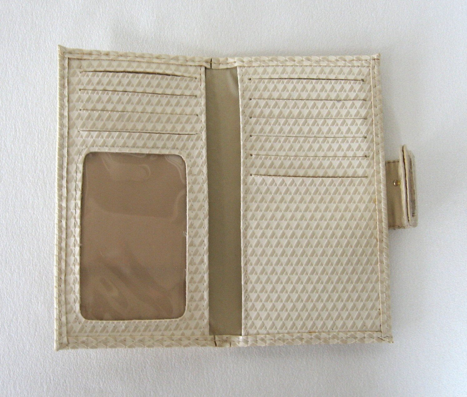 Liz Claiborne Designer Wallet Tan Beige Leather Trim Vintage