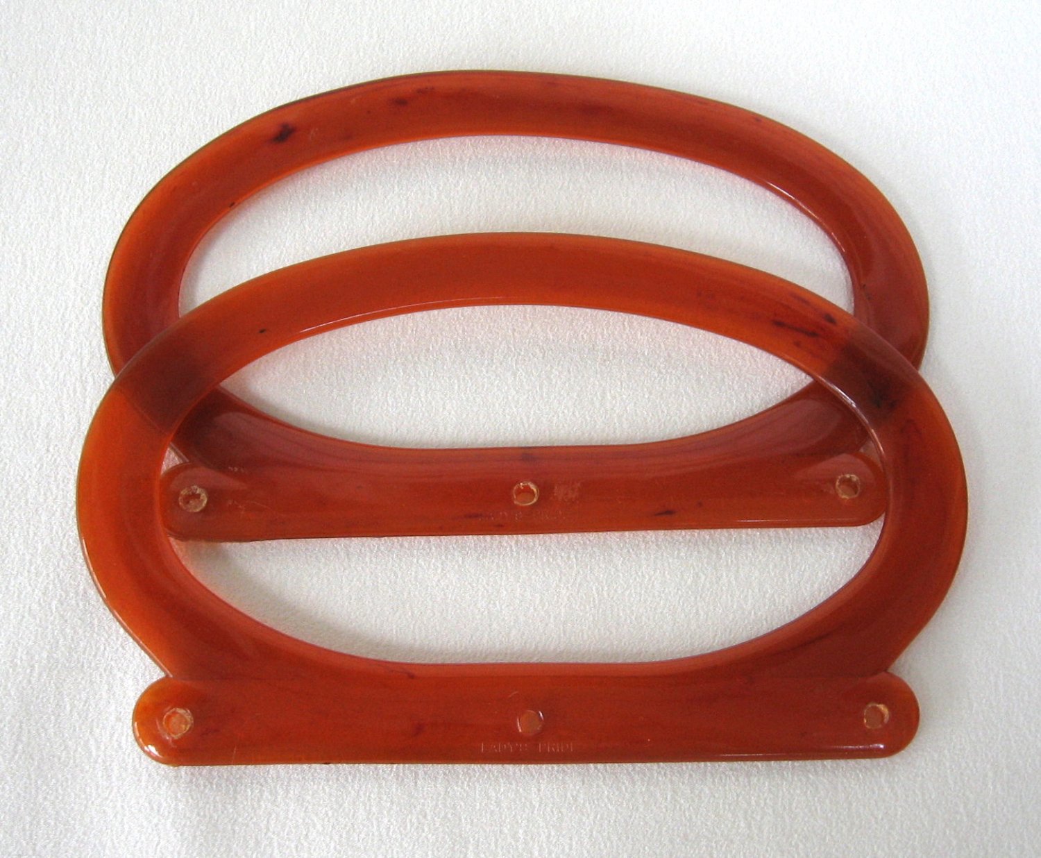 Set of Lady's Pride Amber Lucite Purse Tote Handles Vintage Retro 1960s
