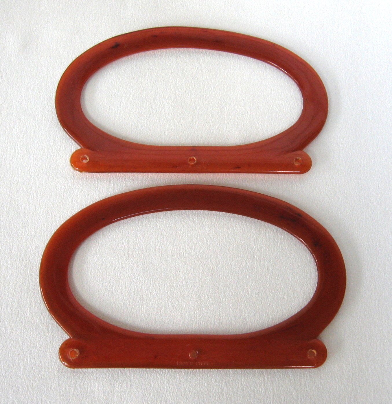 Set of Lady's Pride Amber Lucite Purse Tote Handles Vintage Retro 1960s