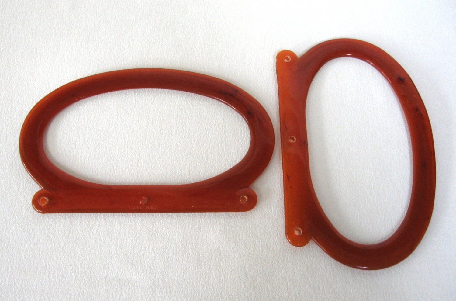 Set of Lady's Pride Amber Lucite Purse Tote Handles Vintage Retro 1960s