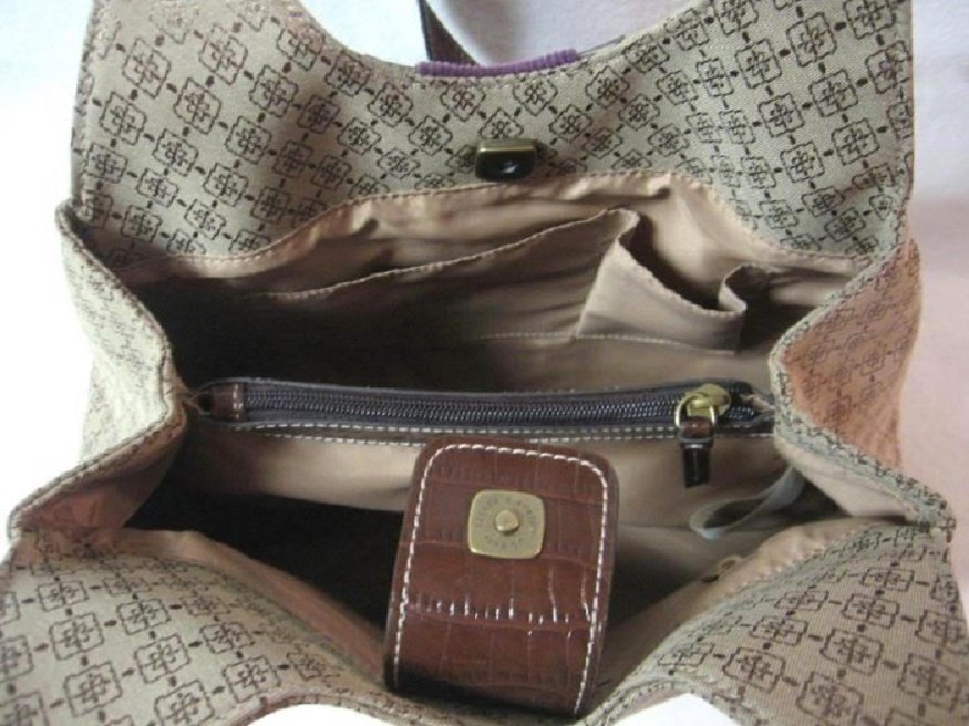 Designer Liz Claiborne Villager Tan Handbag Purse Vintage