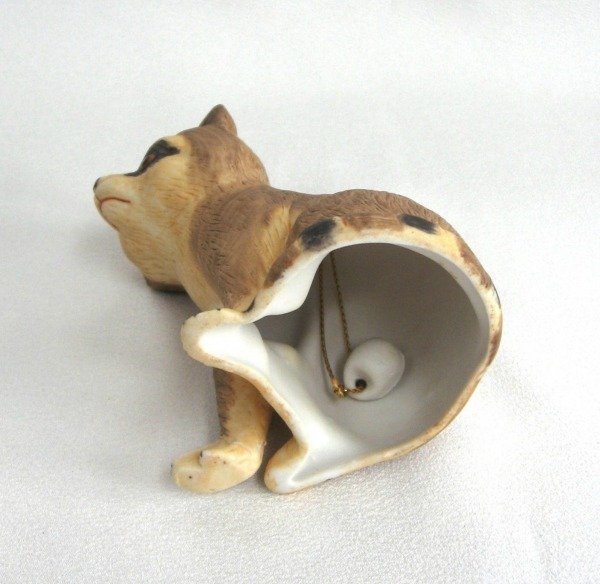 Porcelain Animal Raccoon Ringing Bell Figurine Vintage 1960s