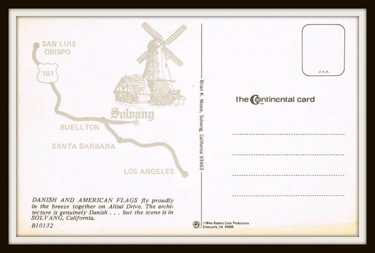 Solvang California Danish Alisal Drive Postcard Vintage 1960s