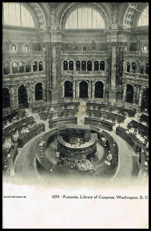 Rotunda Library of Congress Washington D.C. Postcard Vintage Antique 1908