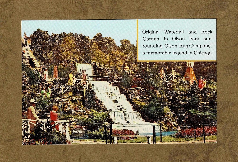 Waterfall Rock Garden Olson Park Chicago Illinois Postcard Vintage 1970s