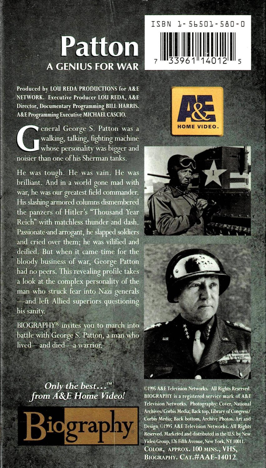 Patton A Genius For War A&E Biography VHS Video Documentary NEW