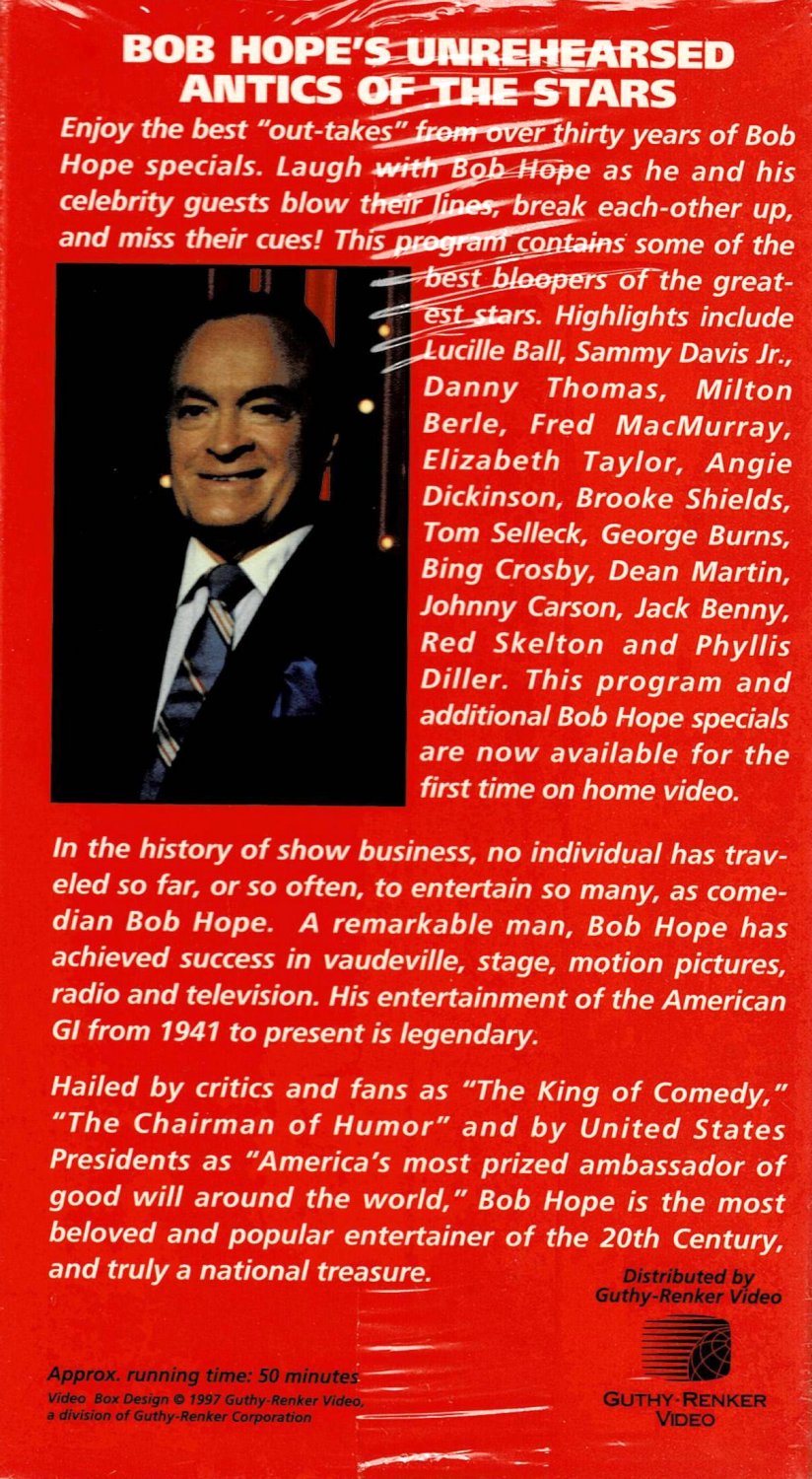 Bob Hope's Unrehearsed Antics of The Stars VHS Video Comedy NEW