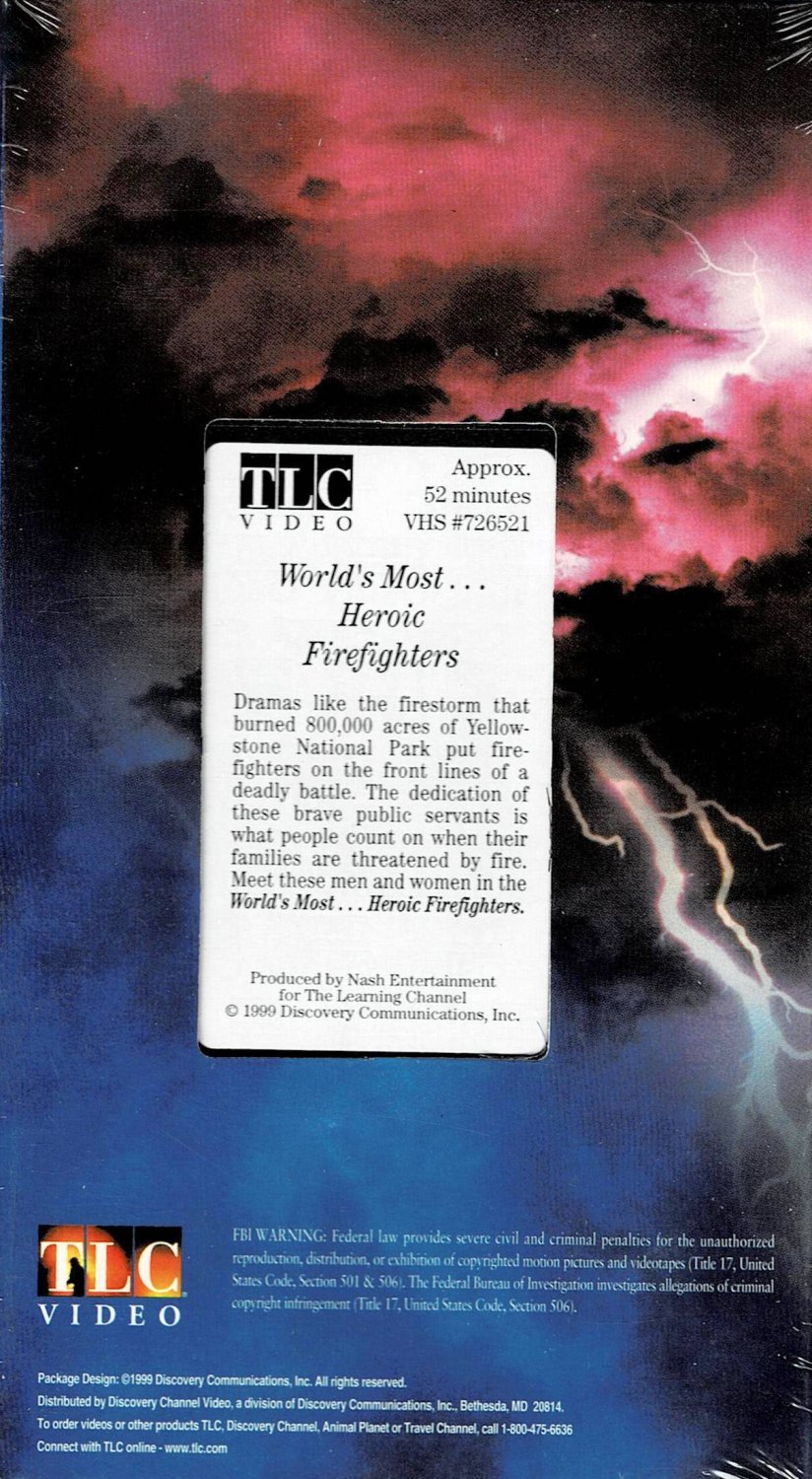 TLC World's Most Heroic Firefighters Documentary VHS Video NEW